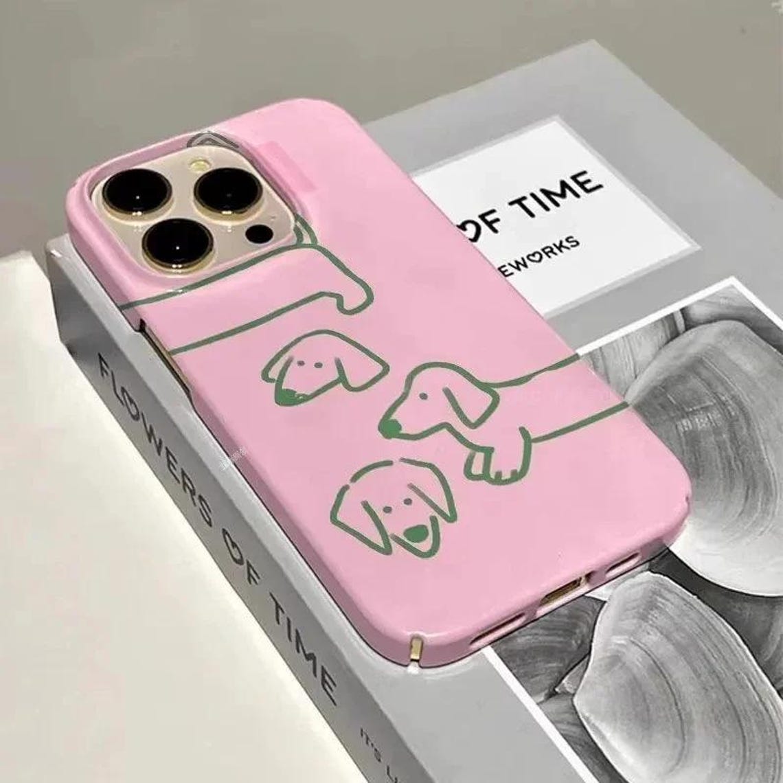 Simple Pink Dachshund Dog Case for iPhone 16PRO MAX 15 14 13 PRO 13 Pro ...