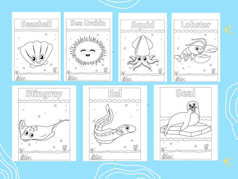Ocean Coloring Pages, Sea Animal Coloring, Underwater Creatures ...