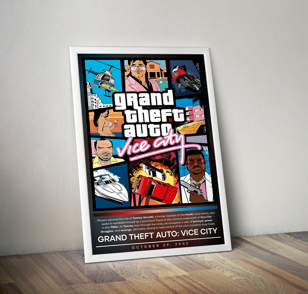 Grand Theft Auto Vice City Poster GTA Print Gaming Poster Print 4 ...