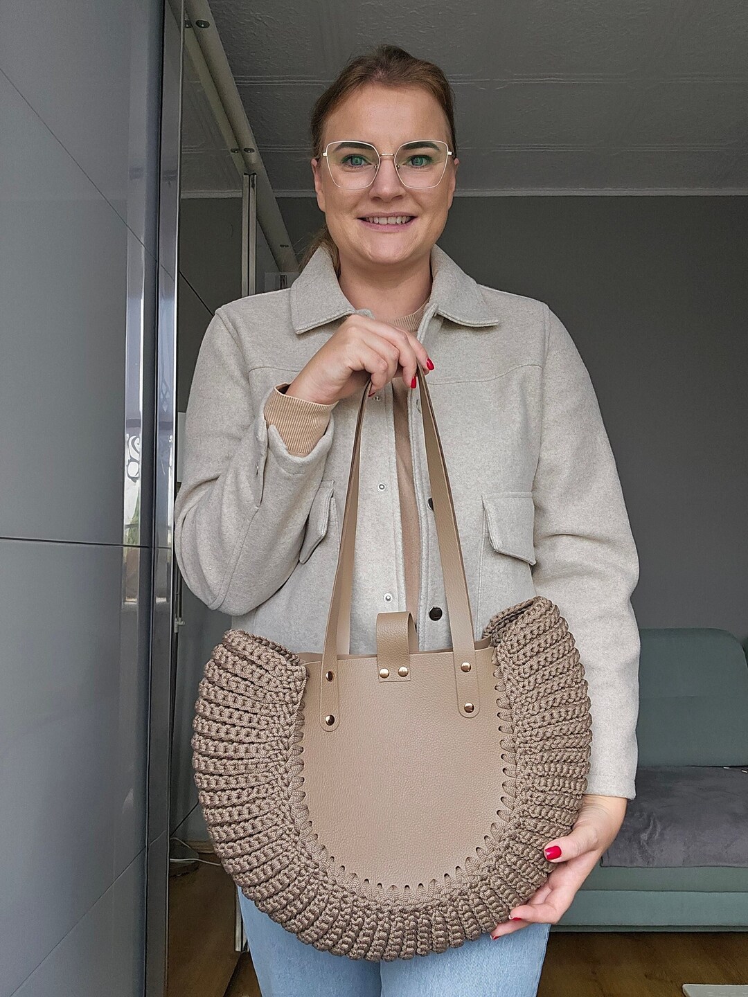 Large Shopping Bag, Leather Tote Bag, Comfortable Shoulder Bag ...