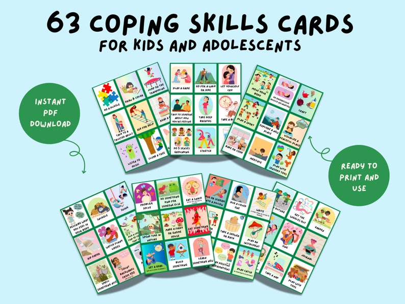 63 Coping Skills Cards for Kids and Adolescents - Etsy