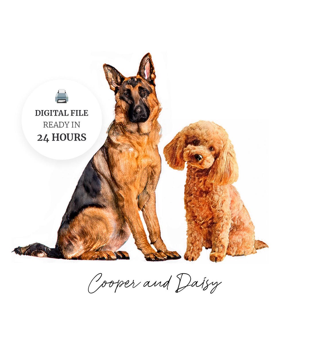 Custom Pet Portraits Using Pet Photo Personalized Digital Dog Portraits ...