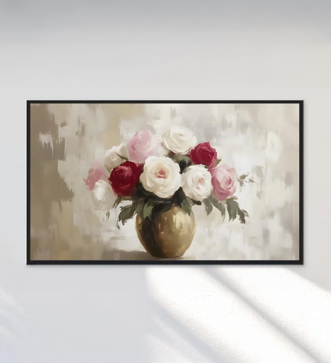 Impressionist Floral Frame TV Art Print, Valentine’s Day Decor, Floral ...
