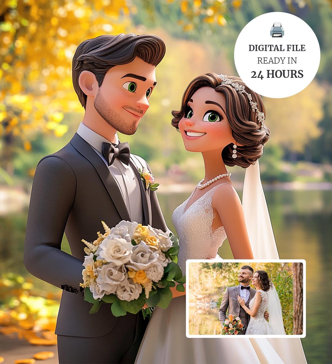 Custom Couple Cartoon Portrait, Cartoon Portrait From Photo, Family ...