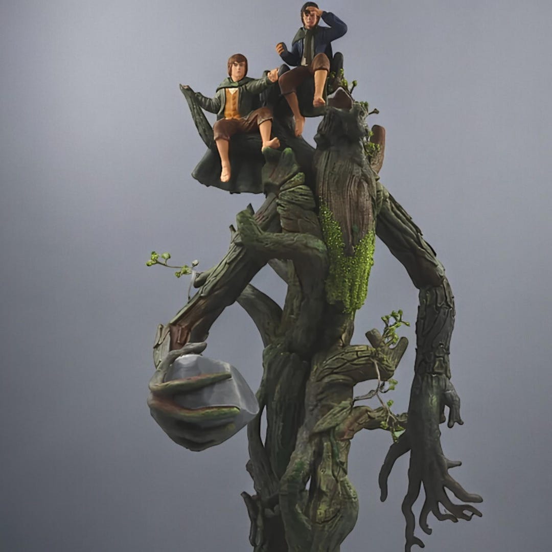 Treebeard and Hobbits 40 Cm Diorama LOTR Two Towers Statue 8K 3D ...