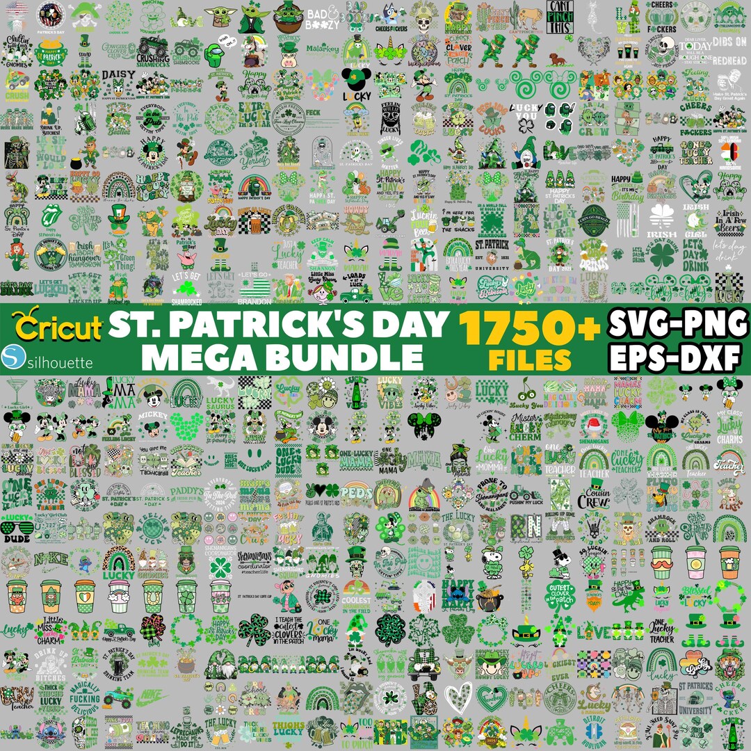 St Patrick’s Day SVG Huge Bundle, Shamrock Irish Clover, PNG, Dxf Eps ...