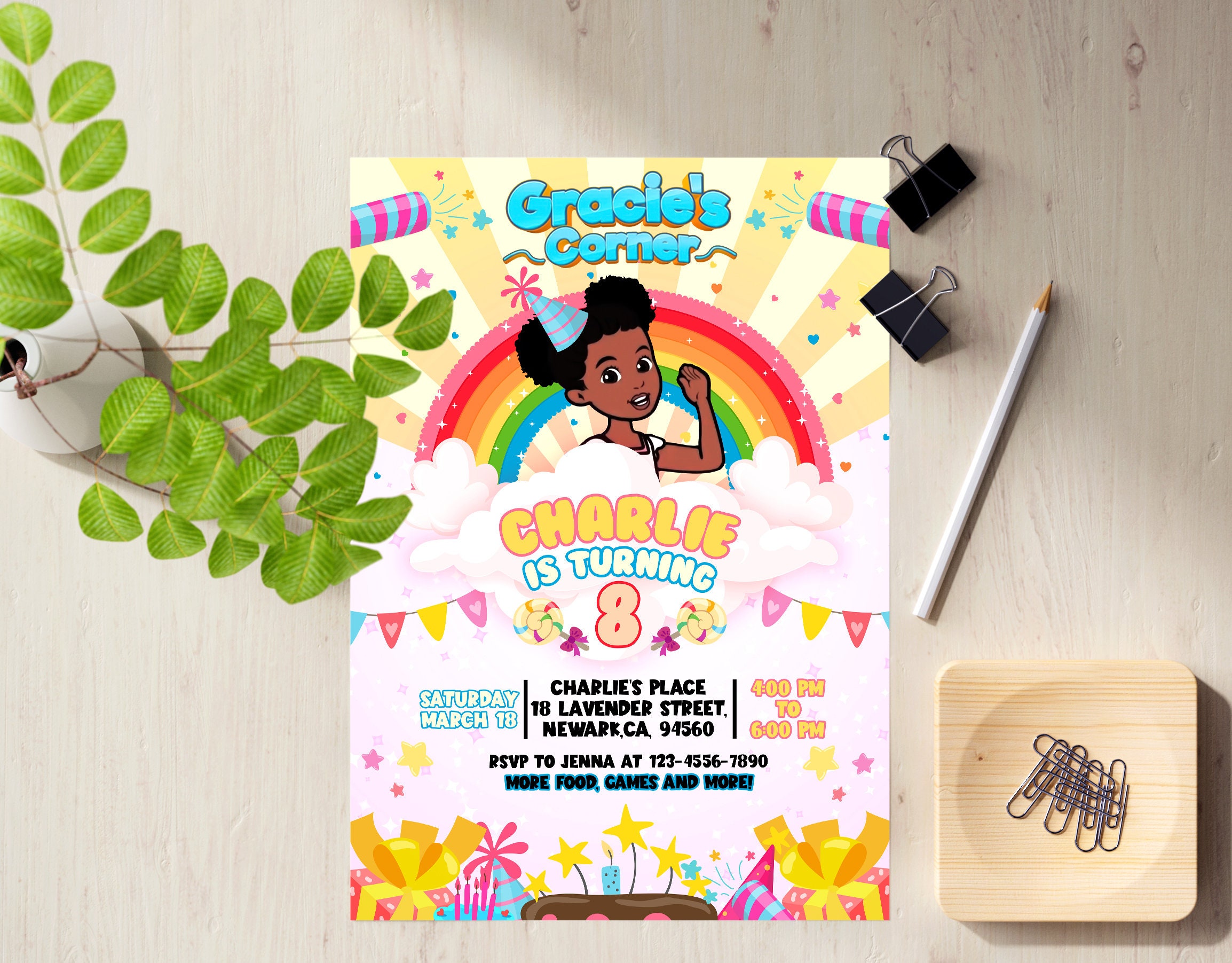 Editable Gracie's Corner Birthday Invitation | Gracie's Template ...