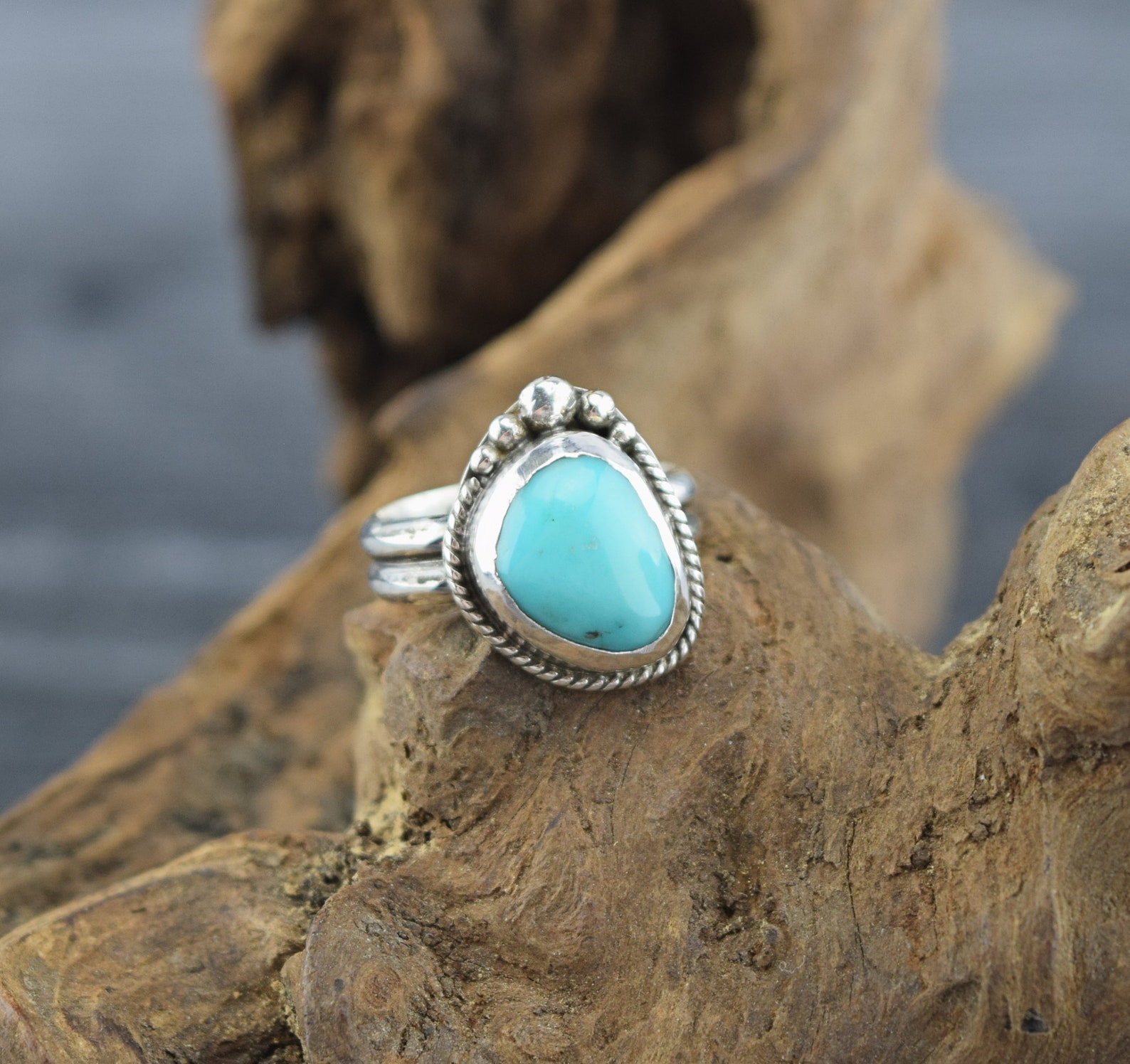 Handcrafted Sterling Silver Campitos Turquoise Ring - Size 6.75 - Etsy