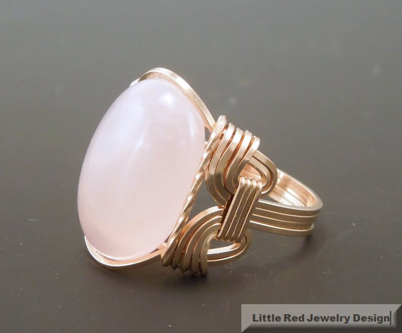 14 K Gold Filled Rose Quartz Cabochon Wire Wrapped Ring - Etsy