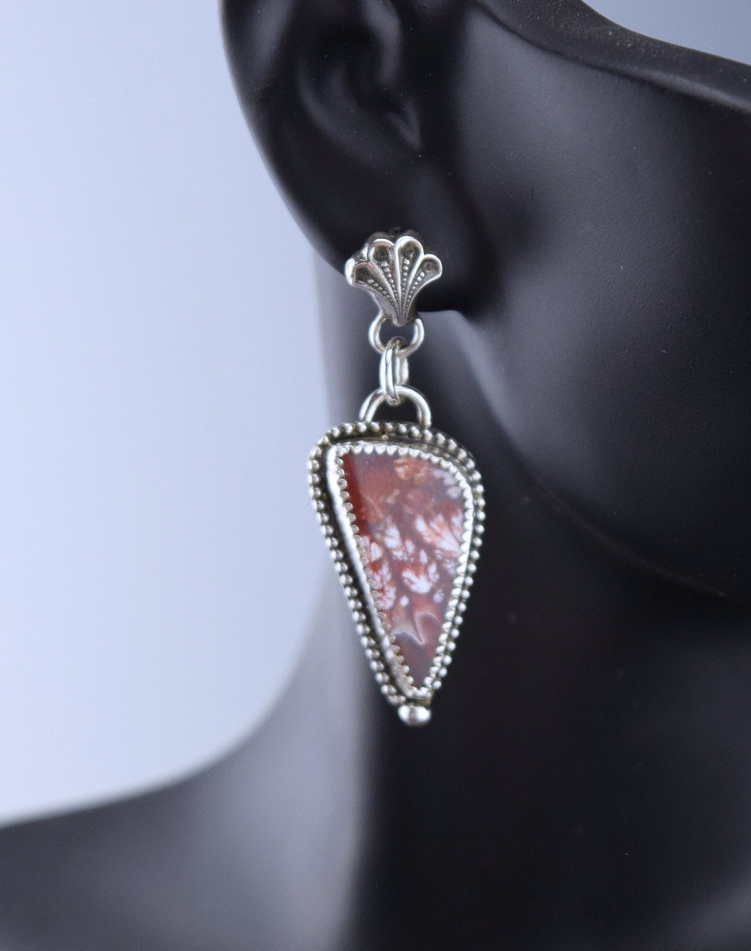 Handcrafted Sterling Silver Indonesian Opalized Petrified Wood Earrings ...