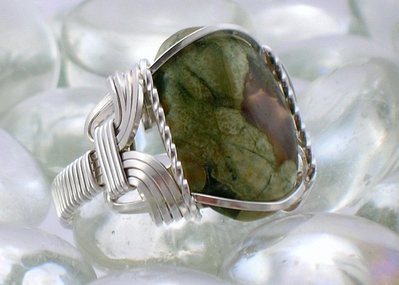 Rhyolite Sterling Silver Wire Wrapped Ring - Etsy