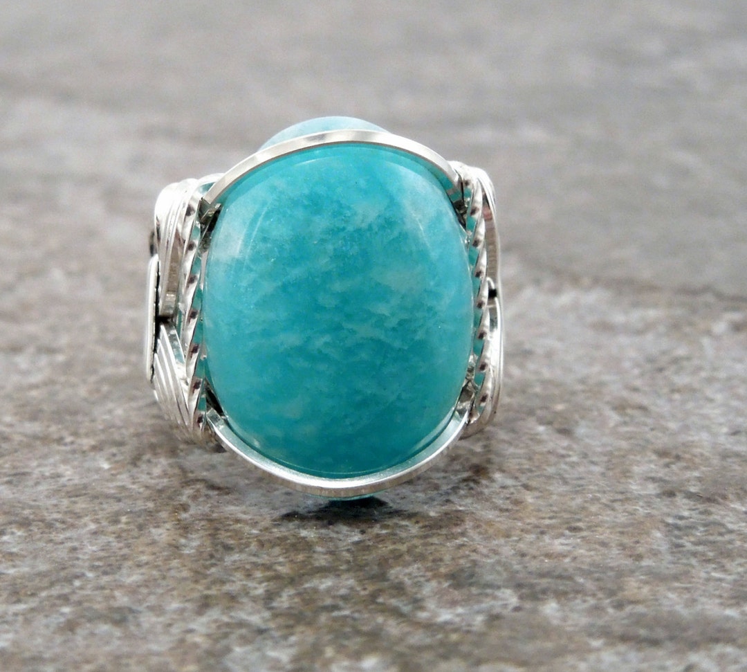 Sterling Silver Wire Wrapped Russian Amazonite Ring - Etsy