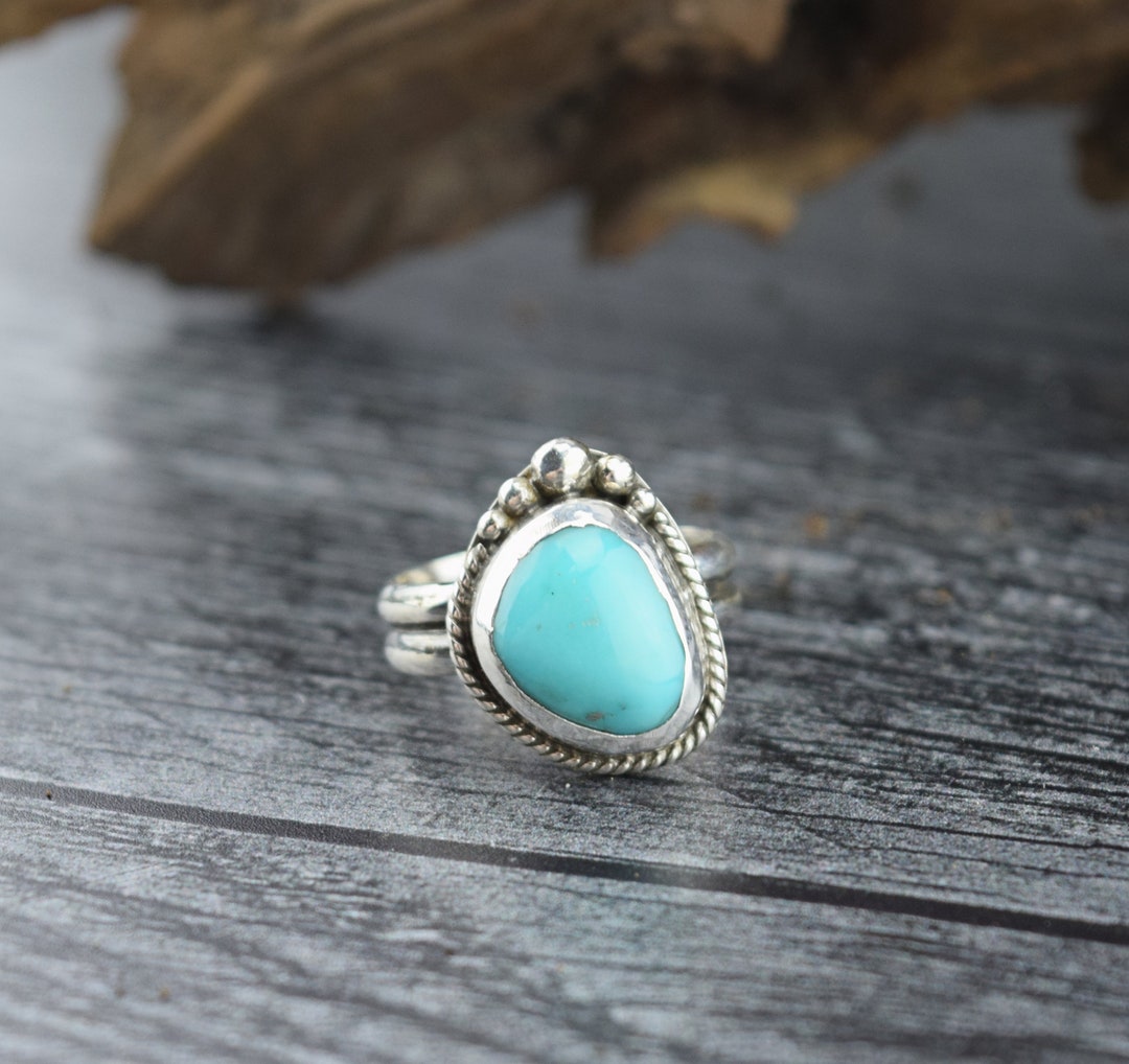 Handcrafted Sterling Silver Campitos Turquoise Ring - Size 6.75 - Etsy