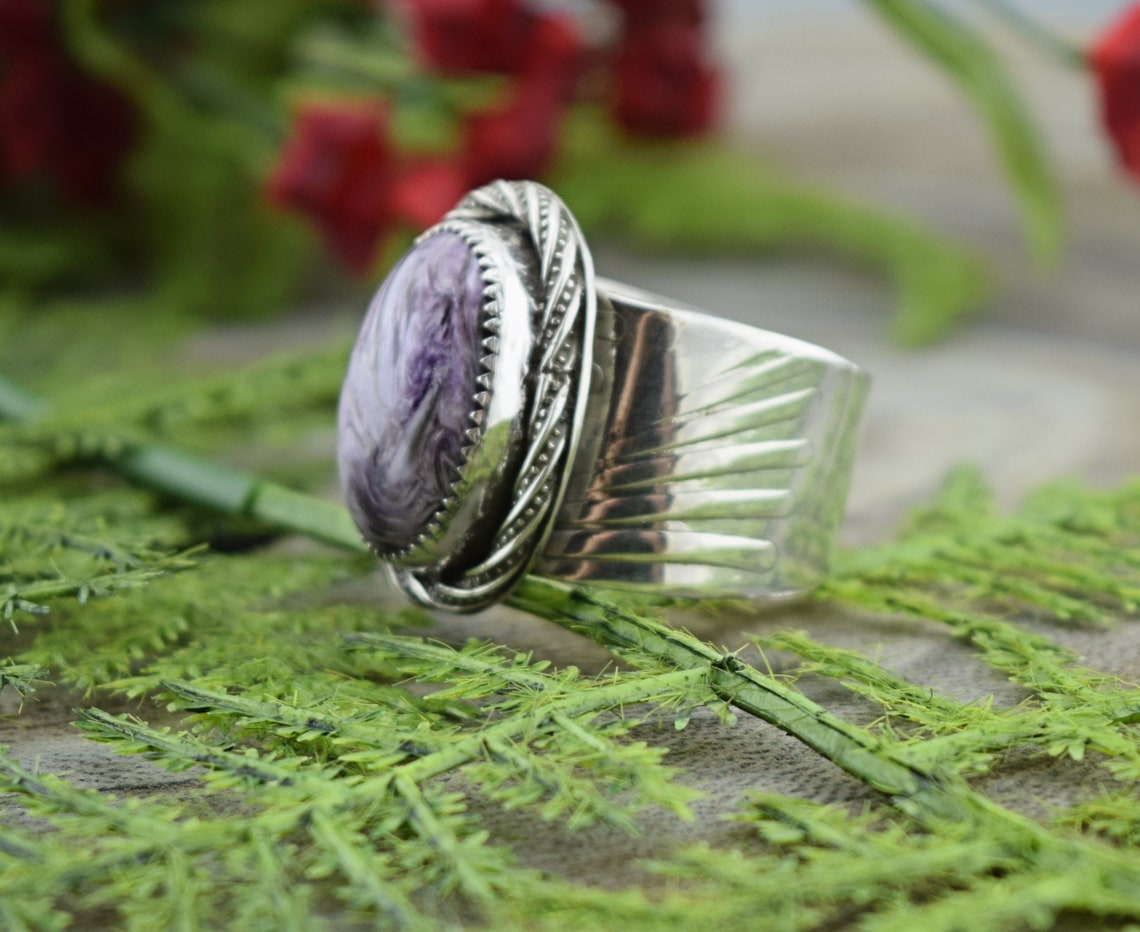 Handcrafted Sterling Silver Charoite Ring - Size 9 3/4 - Etsy
