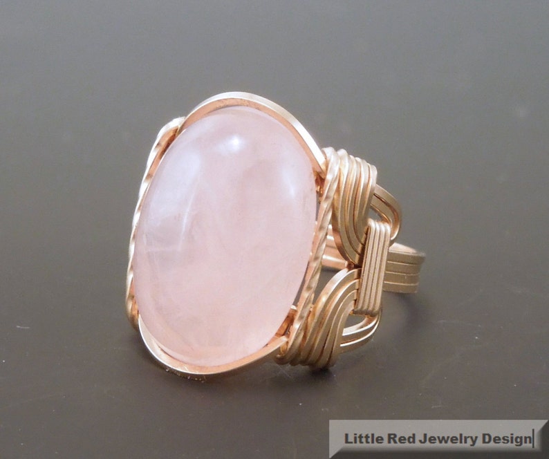14 K Gold Filled Rose Quartz Cabochon Wire Wrapped Ring - Etsy