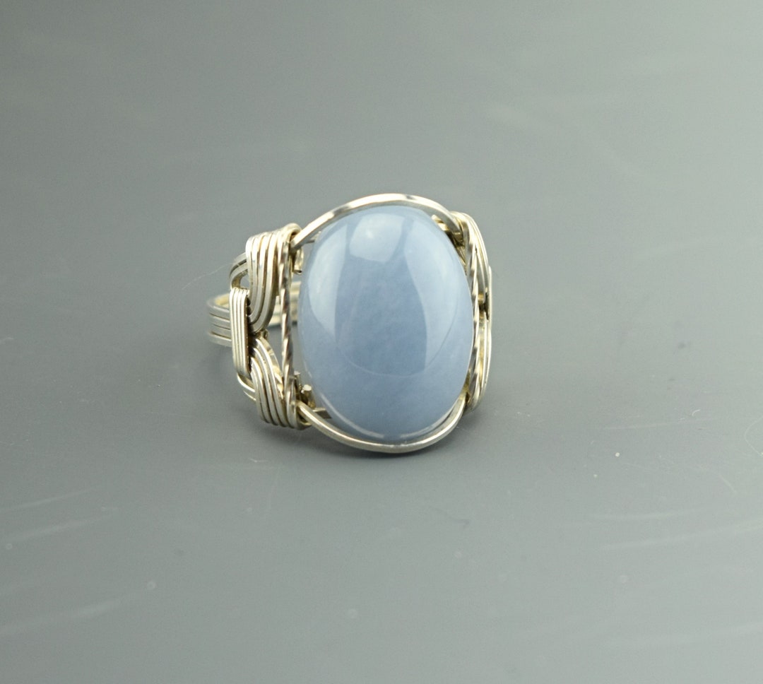 Handcrafted Sterling Silver Angelite Wire Wrapped Ring - Etsy