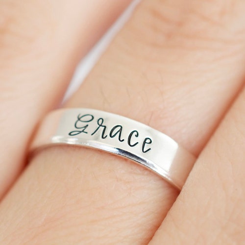 Stackable Name Ring Sterling Silver Ring Personalized Name | Etsy