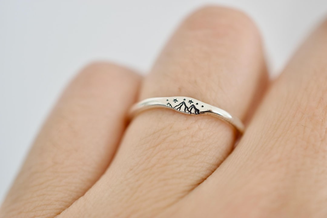 Mountain Ring - Sterling Stacking Ring - Signet Ring - Etsy