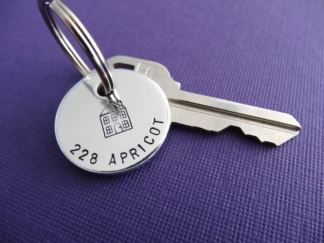 Personalized Keychain - House Keychain - Address Keychain - Hand ...