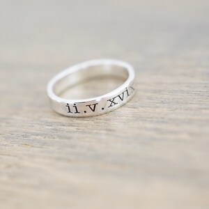 Roman Numerals Ring - Sterling Stackable Ring - Custom Date Ring - Etsy