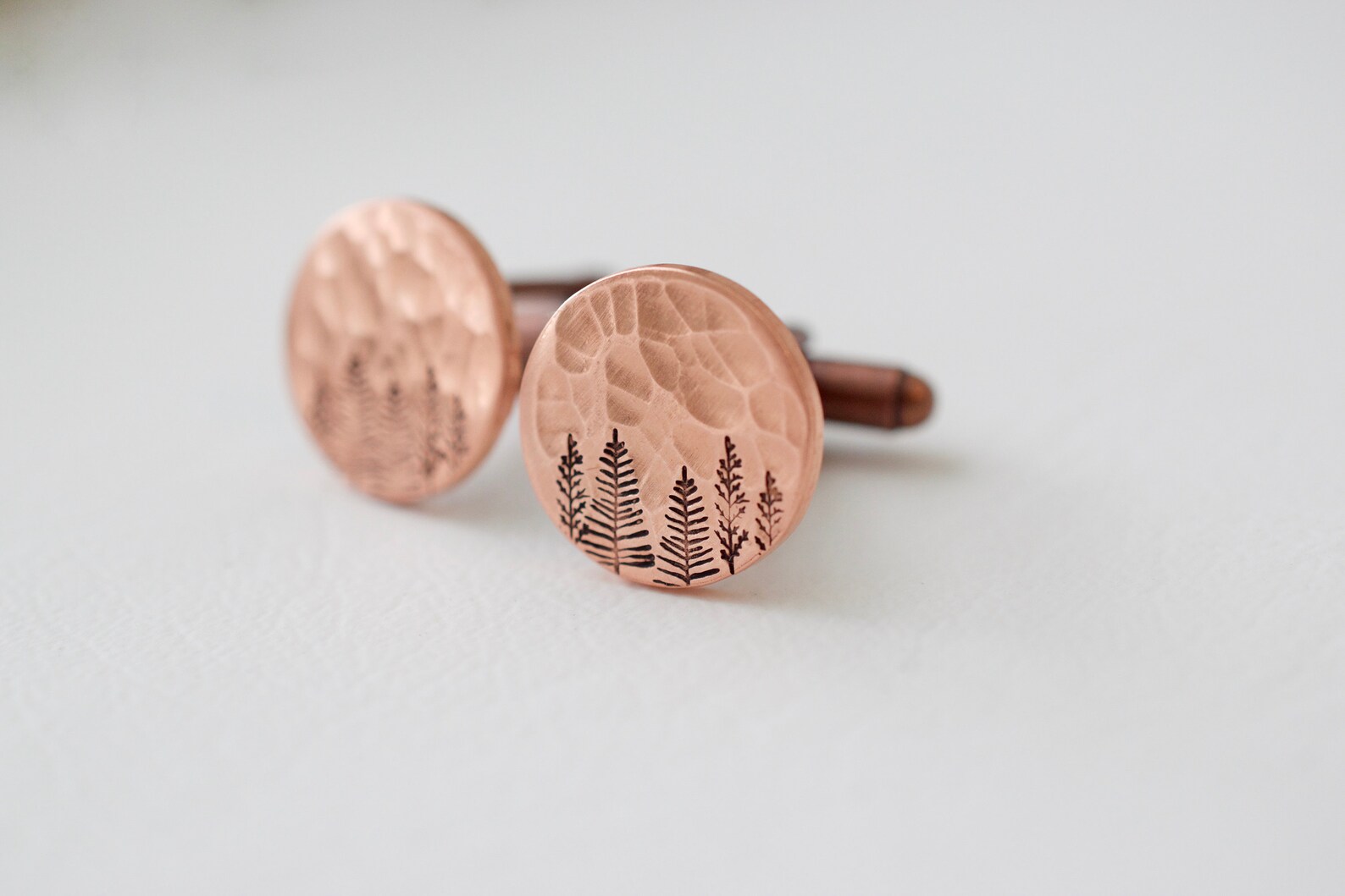 Copper Forest Cufflinks - Tree Cuff Links - Evergreen Pine Cufflinks ...