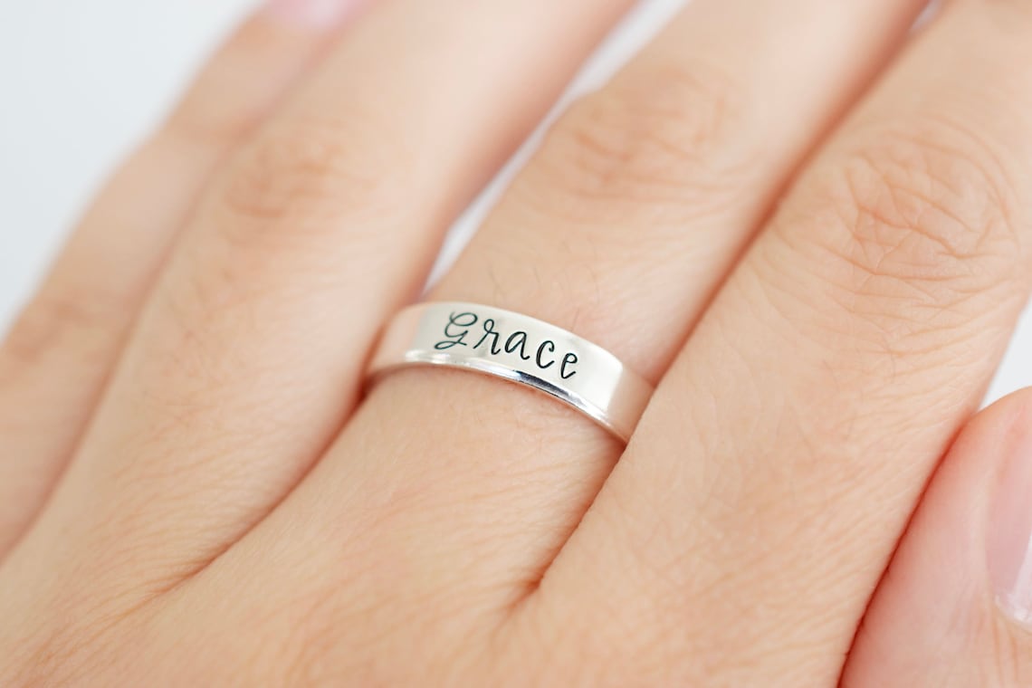 Stackable Name Ring Sterling Silver Ring Personalized Name | Etsy