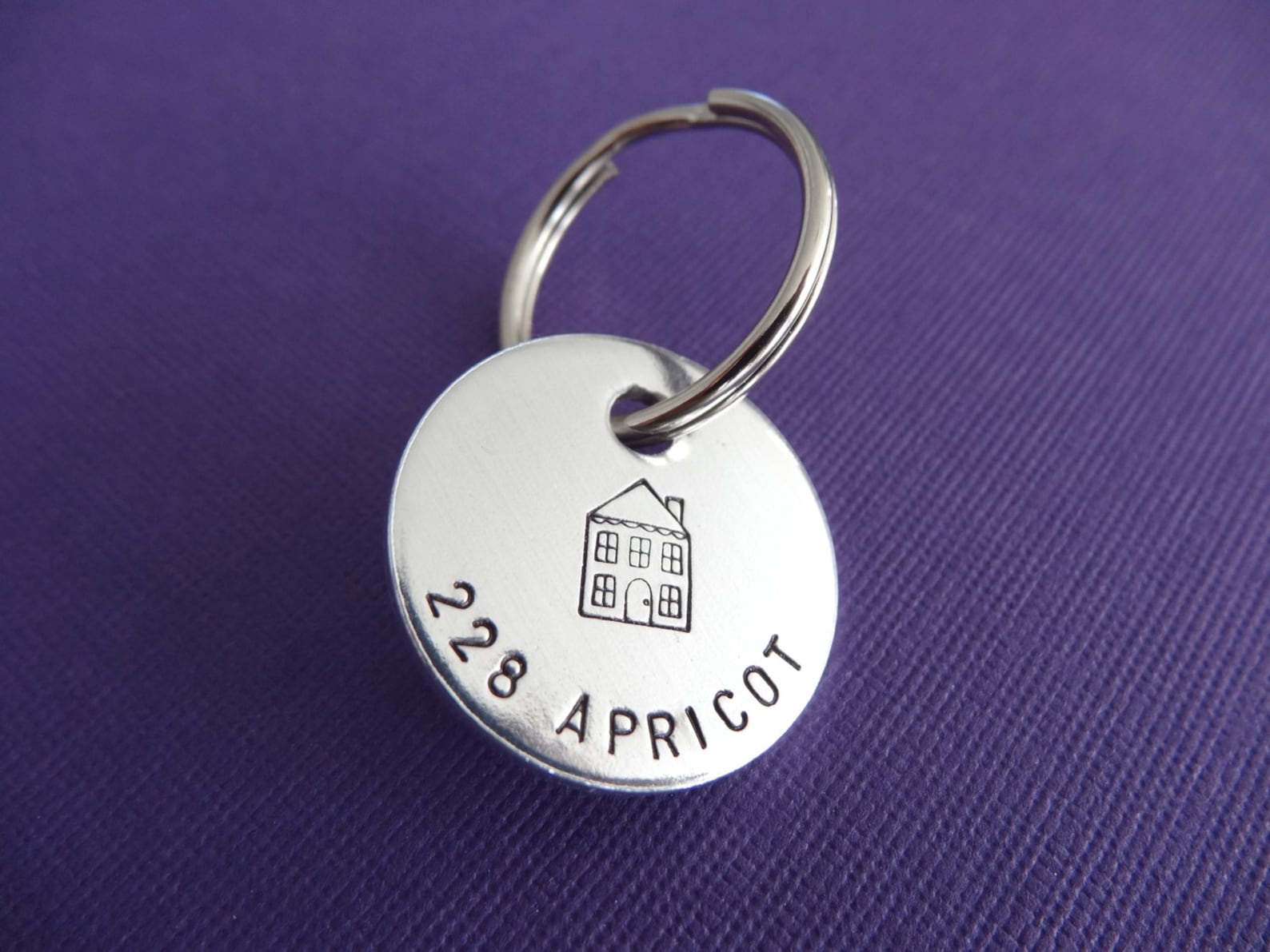Personalized Keychain, Hand Stamped House & Address - Etsy