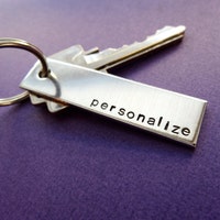 Personalized Silver Washer Keychain - Hand Stamped With Names - Custom ...