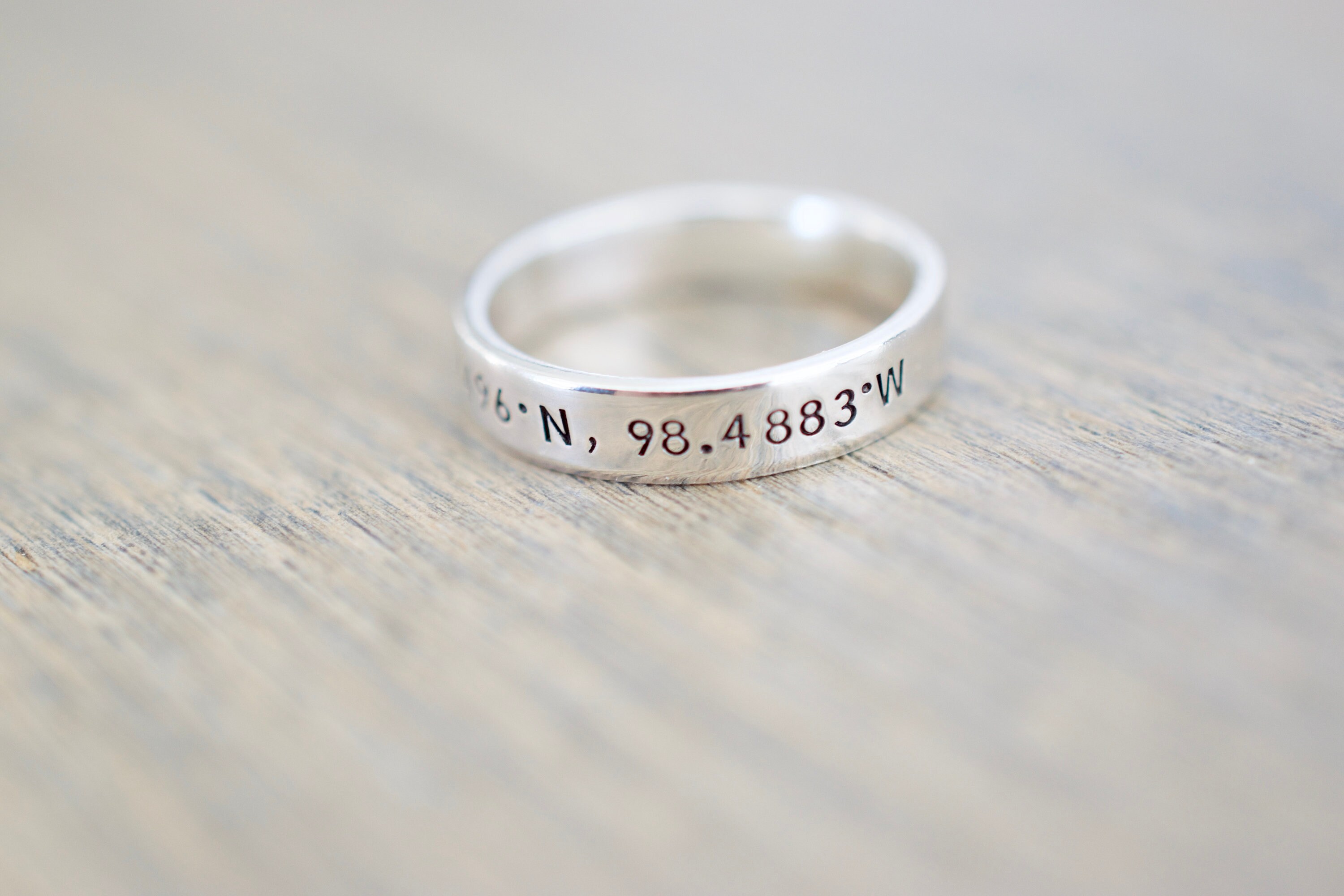 Coordinates Ring Sterling Silver Ring Latitude Longitude | Etsy