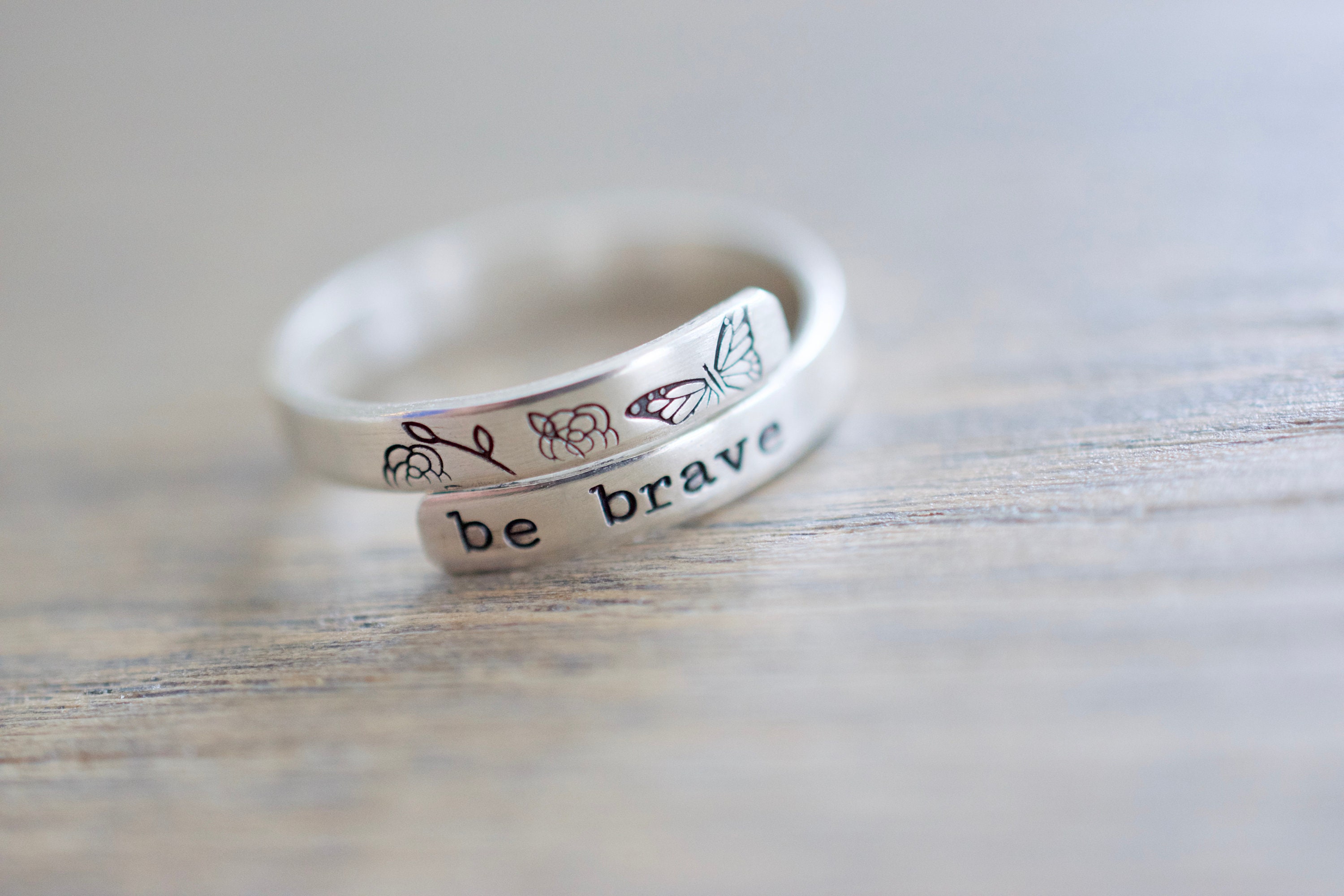 Be Brave Ring Sterling Silver Butterfly Wrap Ring Gift for - Etsy