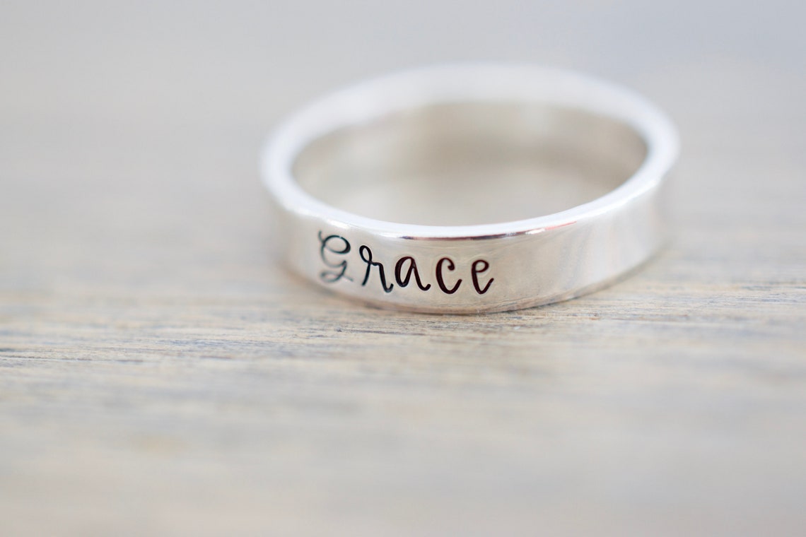Stackable Name Ring Sterling Silver Ring Personalized Name | Etsy