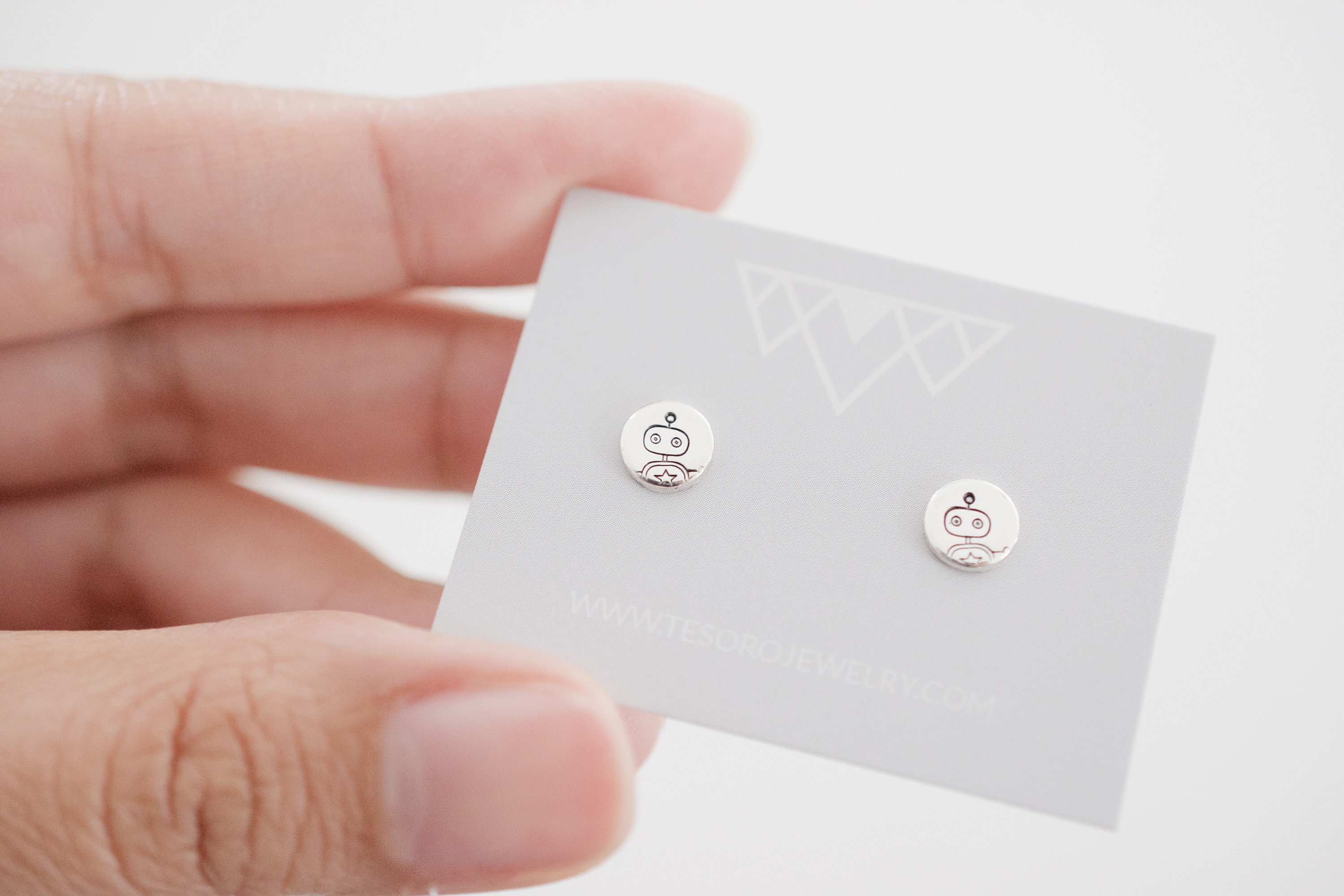Robot Earrings - Sterling Robot Stud Earrings - Etsy