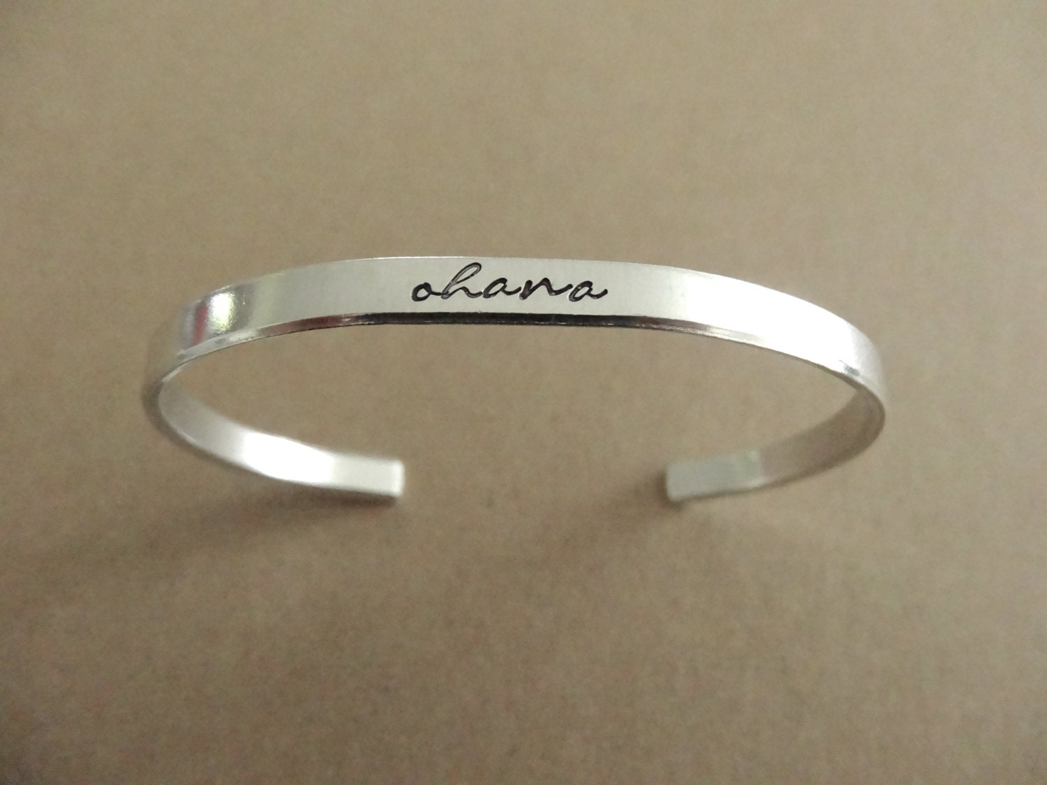 Ohana Bracelet, Adjustable Metal Bangle, Hand Stamped Jewelry - Etsy