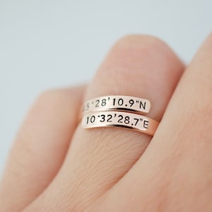 Coordinates Wrap Ring - Sterling Silver, Gold Filled, Rose Gold Filled ...