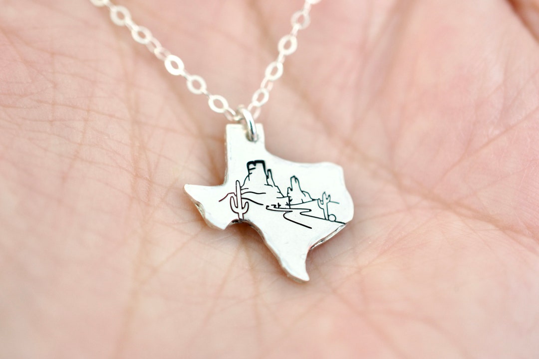 Texas Necklace Sterling Texas Charm - Etsy