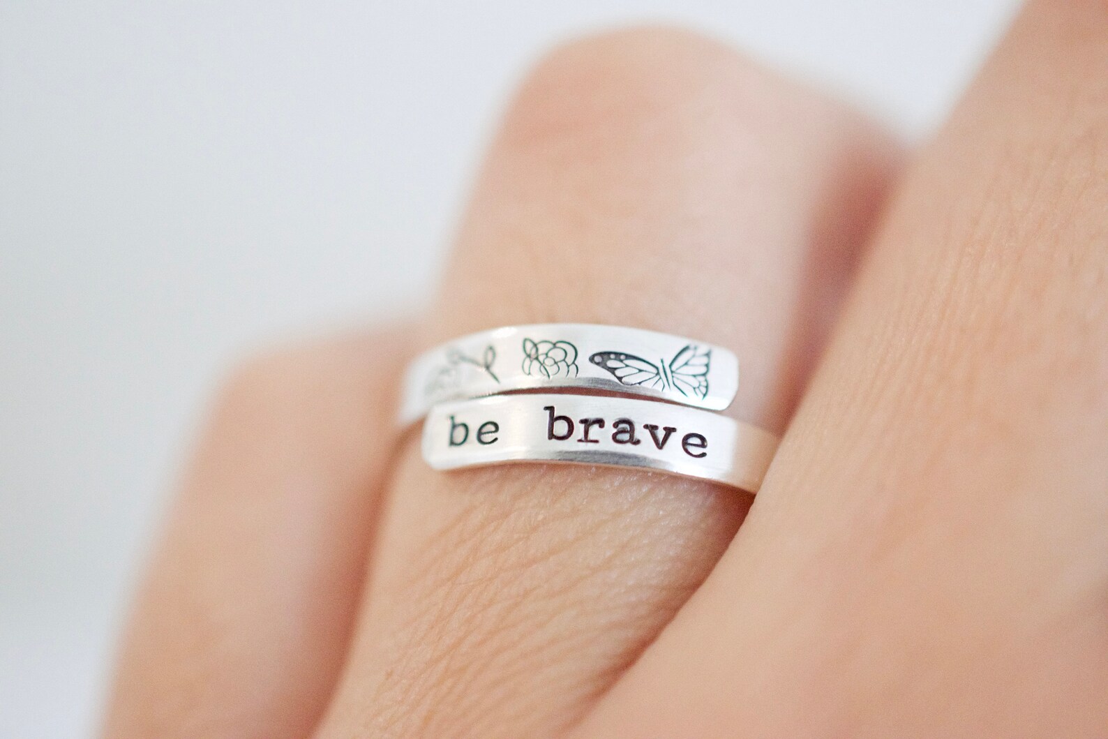 Be Brave Ring Sterling Silver Butterfly Wrap Ring Gift for - Etsy