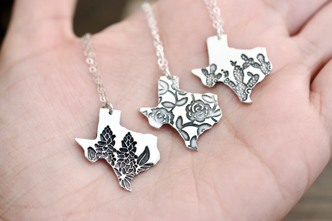 Floral Texas Necklace - Sterling Texas Charm - Etsy