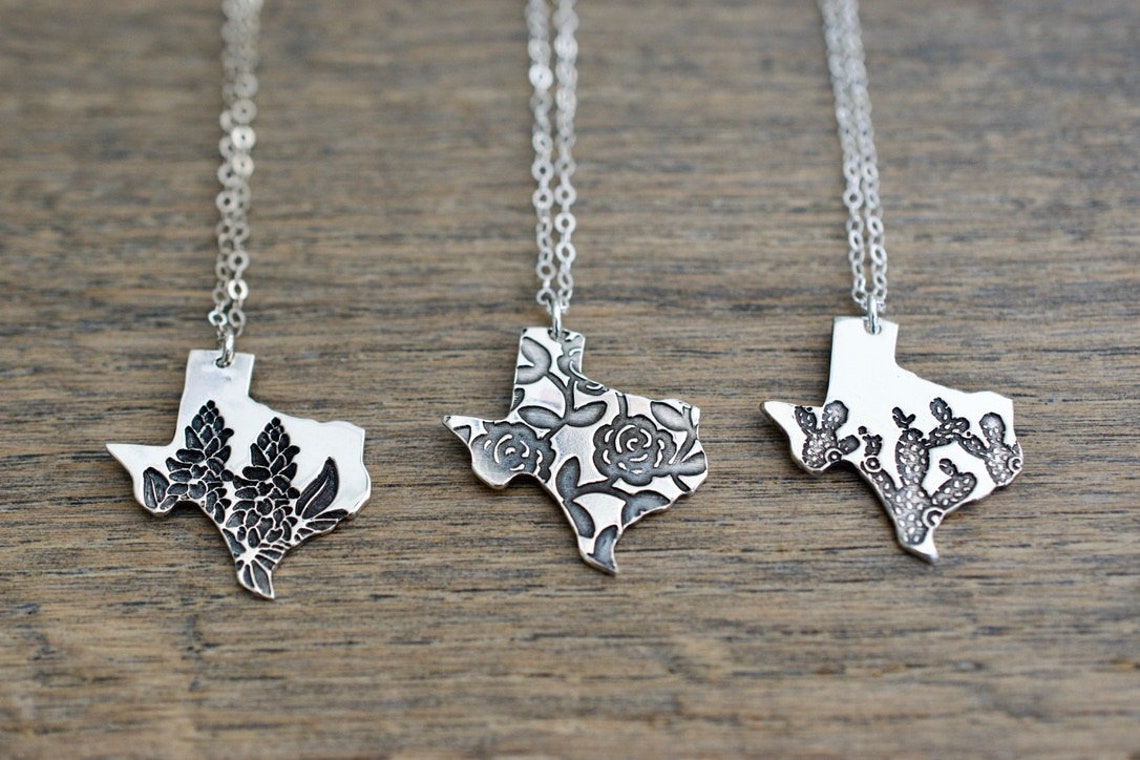 Floral Texas Necklace - Sterling Texas Charm - Etsy