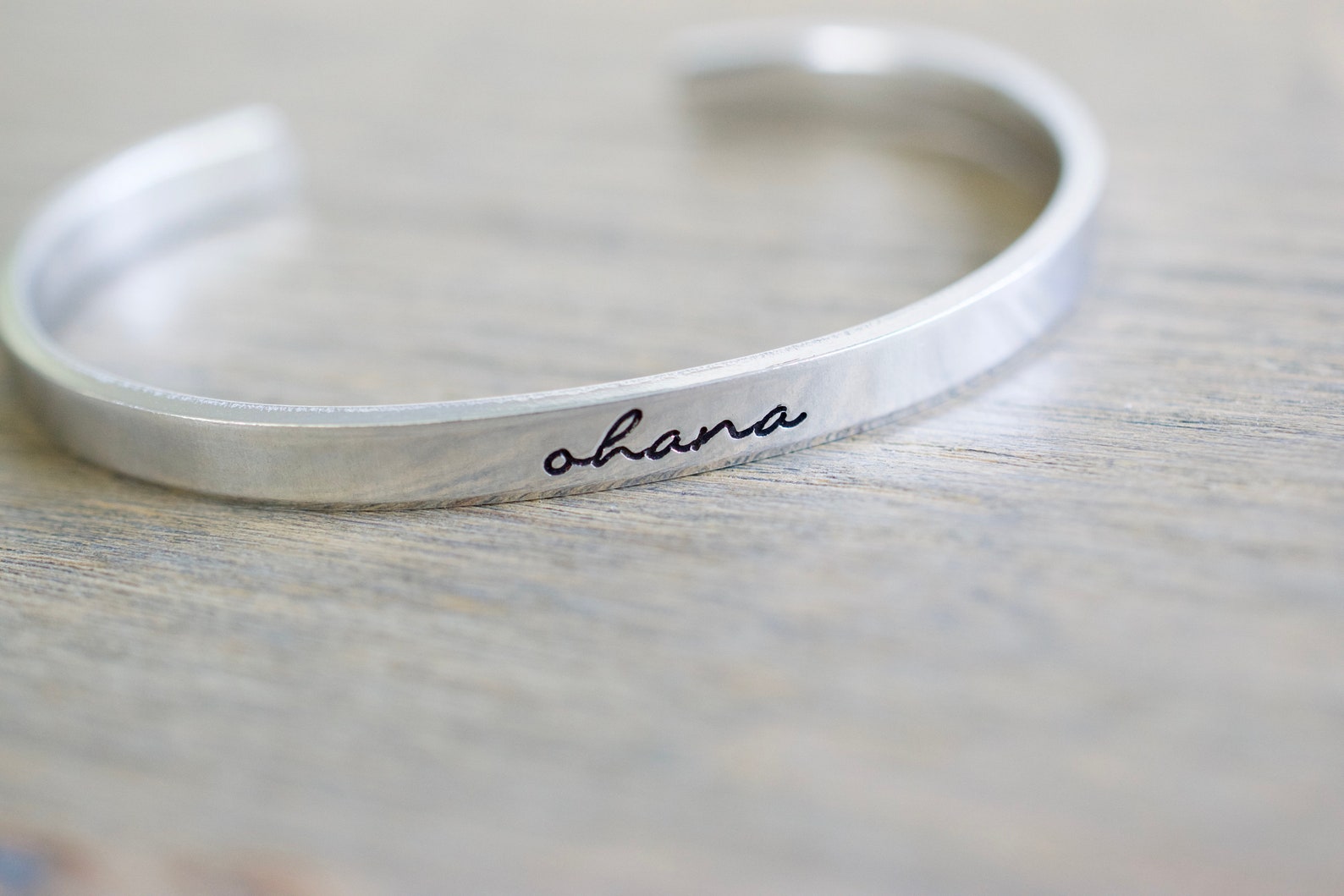 Ohana Bracelet, Adjustable Metal Bangle, Hand Stamped Jewelry - Etsy