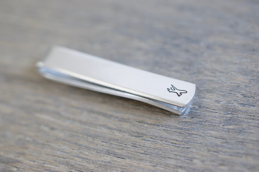 Airplane Tie Clip - Hand Stamped Plane Tie Clip - Etsy