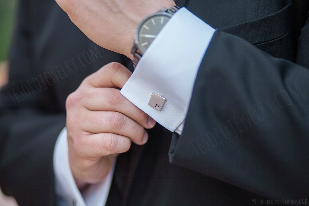 Personalized Cufflinks Square Initial Cufflinks Aluminum | Etsy