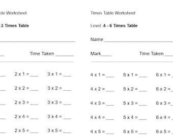 Maths Times Table Worksheet 1-12 With Answers - Etsy