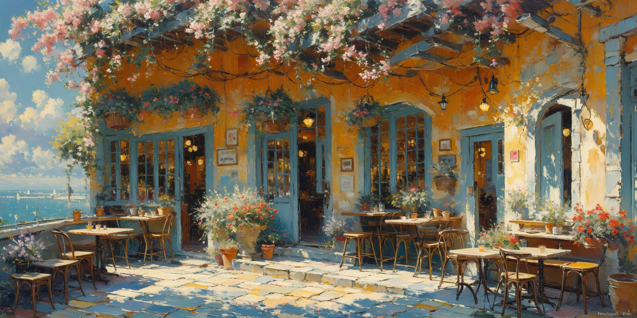 Street Corner Cafe Oil Painting: Large Handmade Canvas Wall Art - Etsy