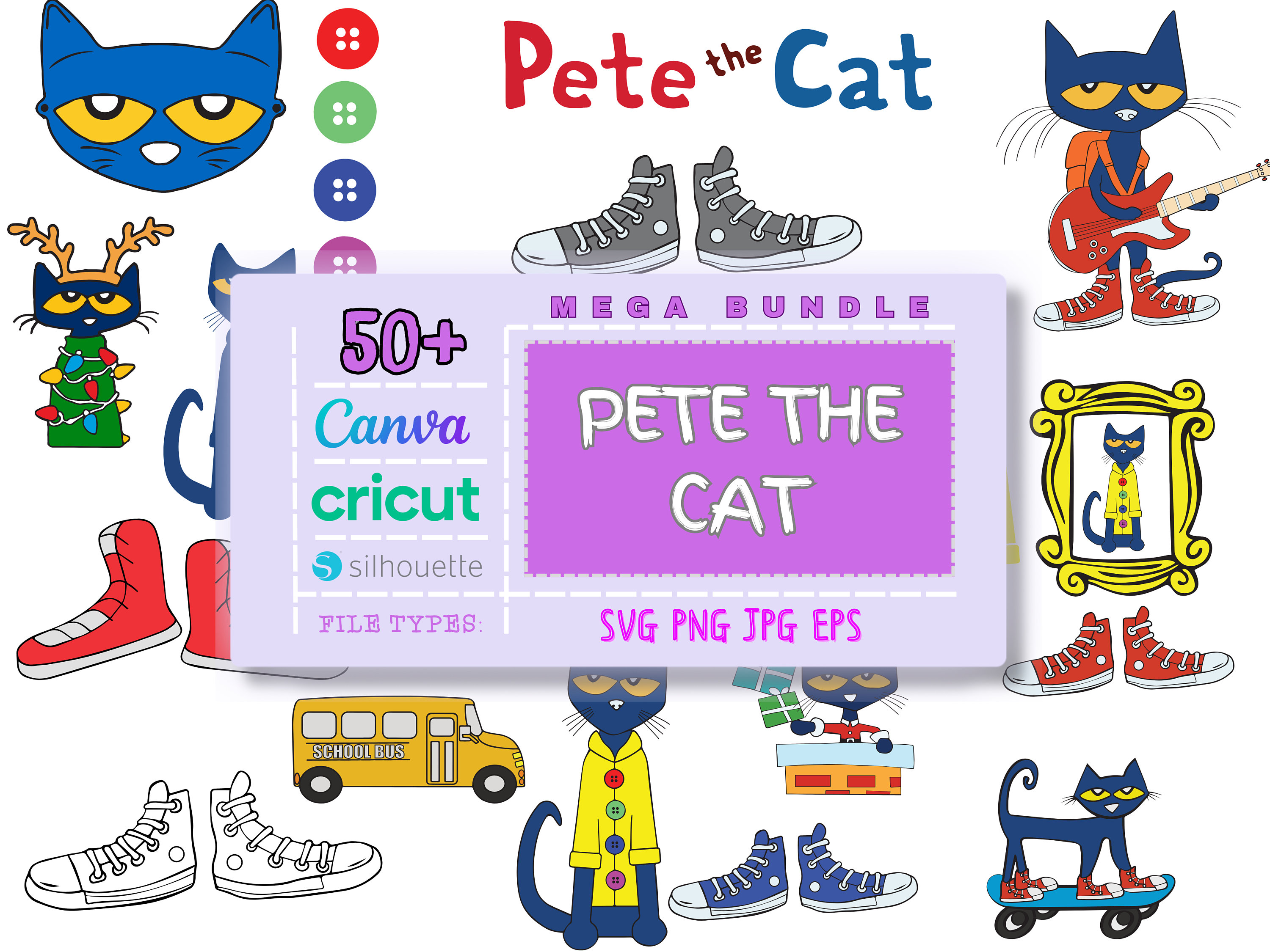 50+ Pete the Cat Svg Bundle, Pete the Cat Cricut Vector, Pete the Cat ...