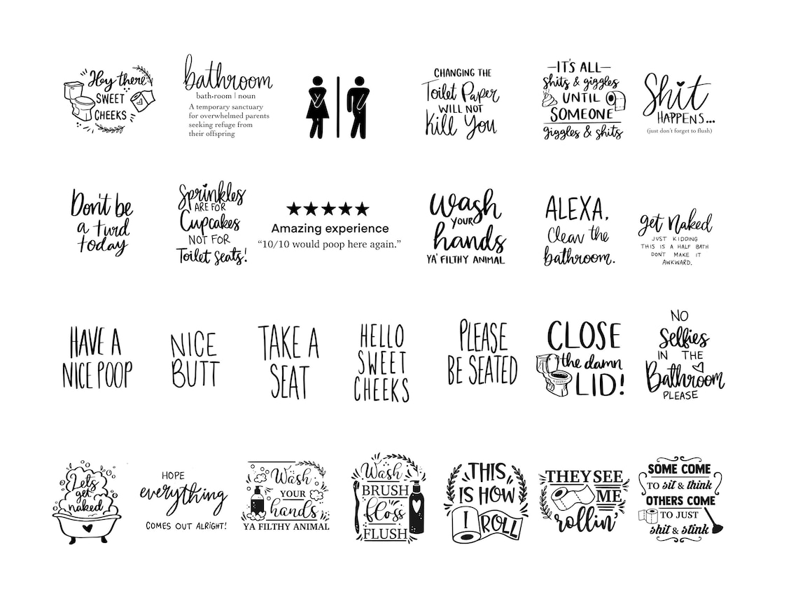 MEGA Funny Bathroom SVG Bundle, Bathroom Quote Svg, Bathroom Farmhouse ...