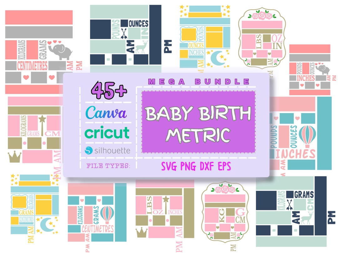 Birth Metric Svg | Birth Stats Svg | Baby Keepsake Template Svg | Birth ...