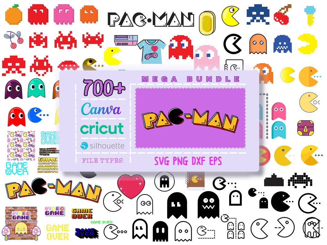 Pacman Svg Bundle, Svg Png Dxf Eps, Layered, Silhouette - Etsy Canada