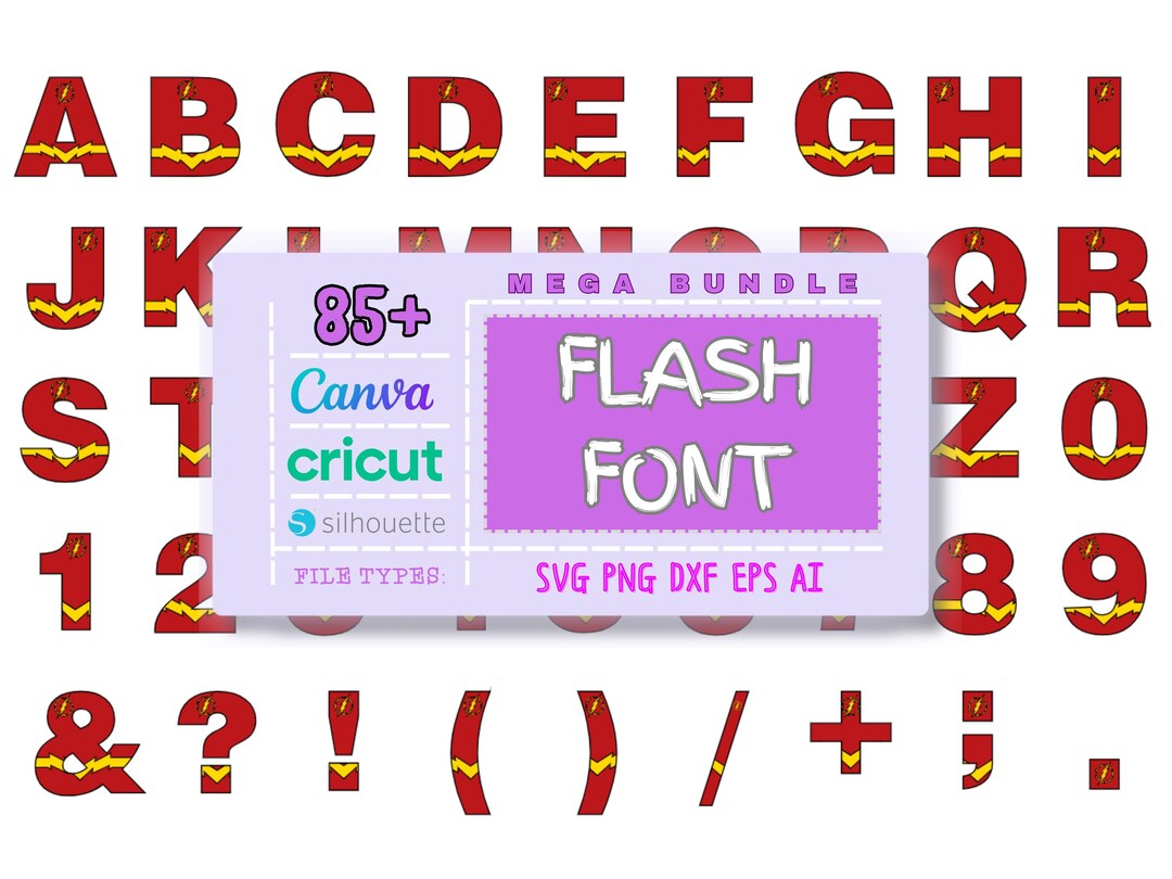 The Flash Fonts SVG Bundle/flash Alphabet Svg Png ,/DIY Invitation ...