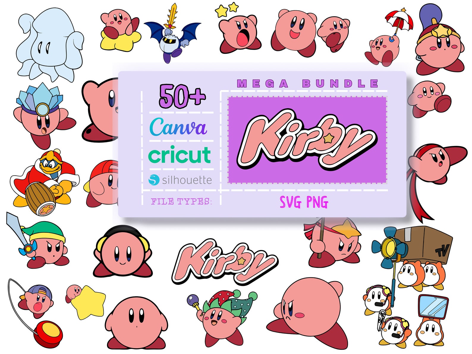 Kirby Svg Bundle Svg, Kirby Svg, Game Svg, Layered, Kirby Clipart, T ...