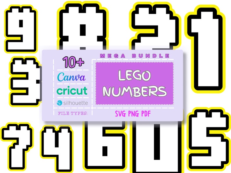 Brick Numbers, Fonts, Svg - Png - Pdf Bundlelego - Etsy